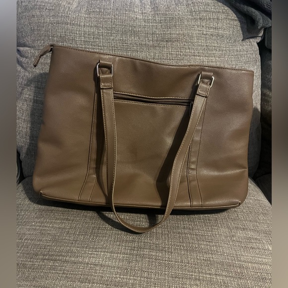 Bags | Brown Faux Leather Computer Organizer Laptop Bag | Poshmark